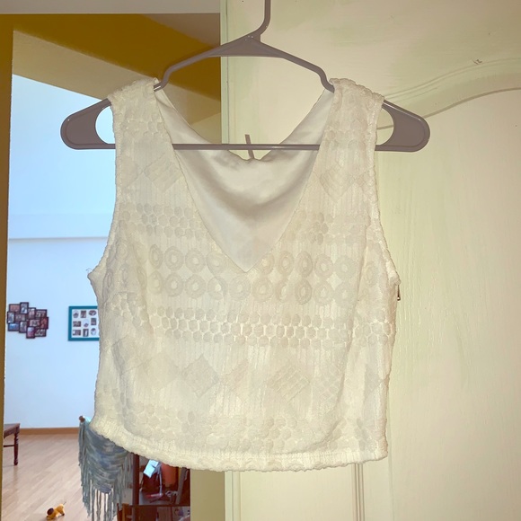 Tops | White Check Cropped Top So Cute | Poshmark